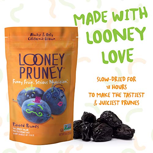 Looney Pruney Pitted Dried Prunes for the Entire Family | Always California-Grown | Kosher | No Added Sugar & No Preservatives (6 pack)