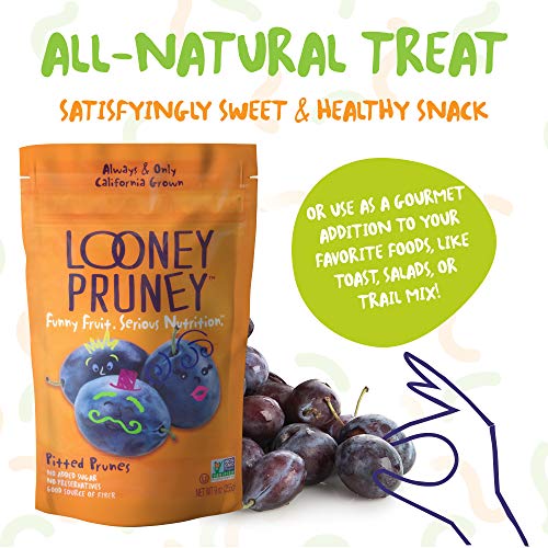 Looney Pruney Pitted Dried Prunes for the Entire Family | Always California-Grown | Kosher | No Added Sugar & No Preservatives (6 pack)