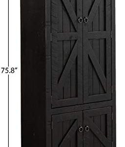 American Heartland Rustic Double Door Pantry, Rustic Antique Black