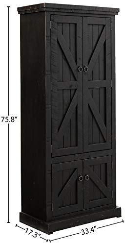 American Heartland Rustic Double Door Pantry, Rustic Antique Black