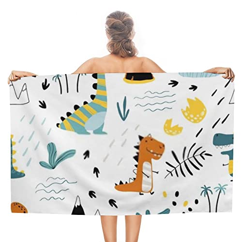 My Little Nest Bath Towels Quick Dry Bathroom Towels Varied Dinosaurs Palm Trees Absorbent Shower Towels Soft Hand Towel Wash Cloths for Spa Pool Hotel Gym 31" x 51"