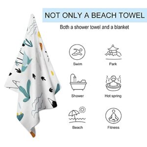 My Little Nest Bath Towels Quick Dry Bathroom Towels Varied Dinosaurs Palm Trees Absorbent Shower Towels Soft Hand Towel Wash Cloths for Spa Pool Hotel Gym 31" x 51"