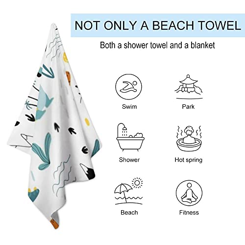 My Little Nest Bath Towels Quick Dry Bathroom Towels Varied Dinosaurs Palm Trees Absorbent Shower Towels Soft Hand Towel Wash Cloths for Spa Pool Hotel Gym 31" x 51"