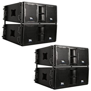 seismic audio – sala-210-pkg1 – four passive 2×10 line array speakers with dual compression drivers – pa/dj band live sound