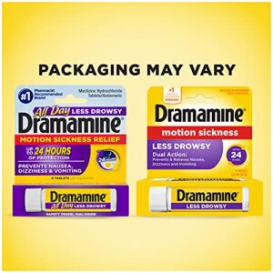 Dramamine All Day Less Drowsy Motion Sickness Relief | 8 Tablets included