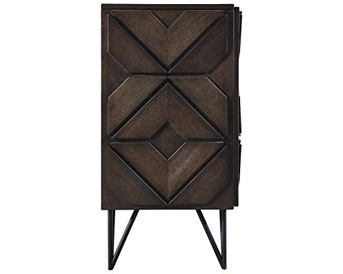 Signature Design by Ashley Chasinfield Urban Geometric Design TV Stand Fits TVs up to 70", 4 Cabinet Doors and 3 Adjustable Storage Shelves, Dark Brown