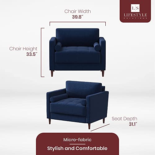 Lifestyle Solutions Lexington Armchair, 39.8" W x 31.1" D x 33.5" H, Navy Blue