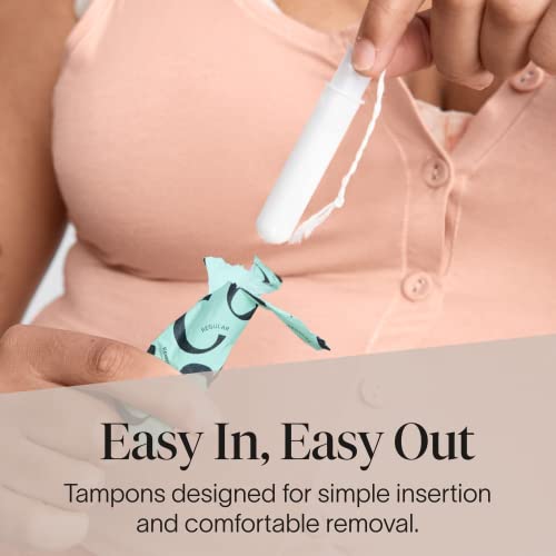 Cora Organic Applicator Tampons | Regular/Super Absorbency | 100% Cotton Core, Unscented, BPA-Free Compact Applicator | Leak Protection, Easy Insertion, Non-Toxic | 36 Tampons