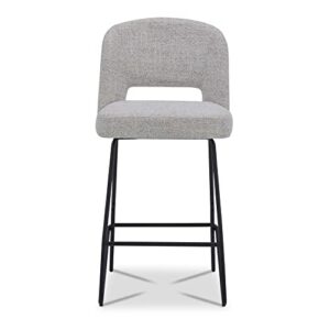 Watson & Whitely Modern Bar Stools, Fabric Upholstered Bar Stool with Back, Metal Legs in Matte Black, 26" H Seat Height, Set of 2, White (Multi-Colored)