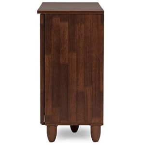 Baxton Studio Wholesale Interiors Fernanda Modern and Contemporary 3-Door Oak Brown Wooden Entryway Shoes Storage Wide Cabinet