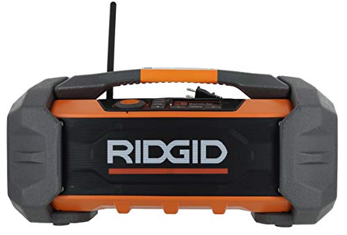 Ridgid R84087 18V Lithium Ion Cordless / Corded Jobsite Radio with Bluetooth, Aux, and AM/FM capabilities (AAA Battery and Aux Cord Included, 18V Battery Not Included)