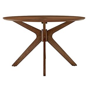 Modway Crossroads 47" Round Wood Dining Table, Walnut