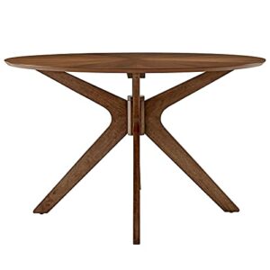 Modway Crossroads 47" Round Wood Dining Table, Walnut