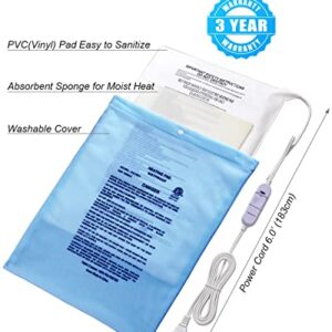 Boncare Stay On NO Auto-Off Hot Heating Pad for Cramps and Back Pain Relief Boncare 12” x 15” Small Fomentera Electrica Lumbar Moist & Dry Heat Washable Cover (Sky Blue)