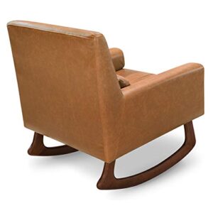 Nursery Works Sleepytime Rocker in Tan PU Vegan Leather with Walnut Legs, Greenguard Gold and CertiPUR-US Certified