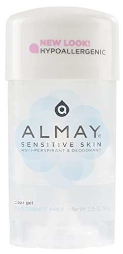 Almay Sensitive skin Clear Gel, Anti-Perspirant & Deodorant, Fragrance Free, 2.25-Ounce Stick (Pack of 2)