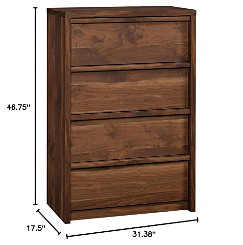 Sauder Harvey Park 4-Drawer Chest, Grand Walnut finish