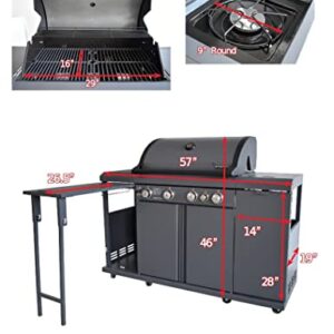 Rustler2 Four(4) Burner Gas Grill Center & Kitchen Island by Brand-Man Grills