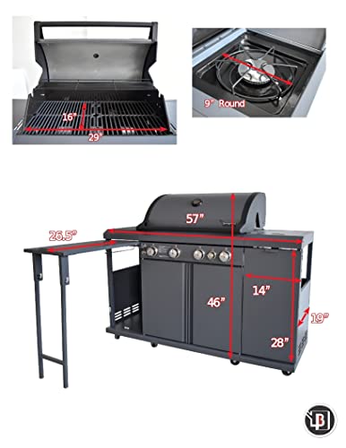 Rustler2 Four(4) Burner Gas Grill Center & Kitchen Island by Brand-Man Grills