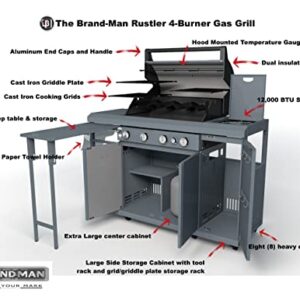 Rustler2 Four(4) Burner Gas Grill Center & Kitchen Island by Brand-Man Grills