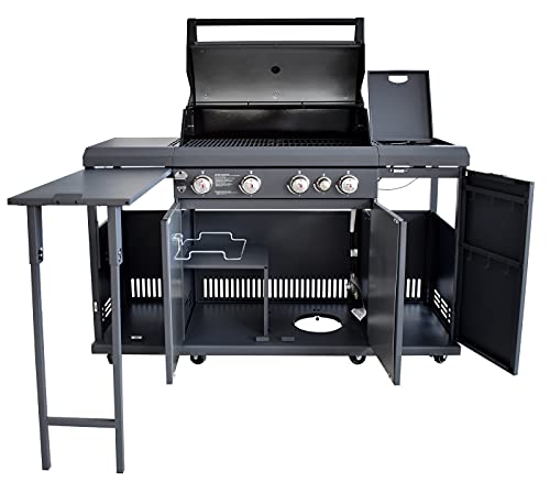 Rustler2 Four(4) Burner Gas Grill Center & Kitchen Island by Brand-Man Grills