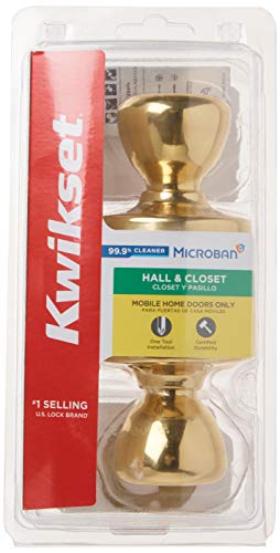 Kwikset 92001-519 Mobile Home Hall & Closet Door Knob in Polished Brass