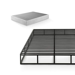 zinus quick lock metal smart box spring / 9 inch mattress foundation / strong metal structure / easy assembly, queen, white