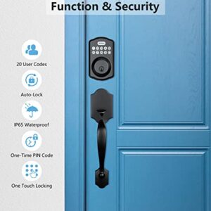 Revolo Electronic Keypad Deadbolt, Keyless Entry Door Lock, Keyed Entry, Auto Lock, Door Lock with Handle, Front Door Handle Sets, Anti-Peeking Password