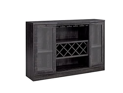 Home Source Jill Zarin Espresso Bar Cabinet with Curved Glass Doors