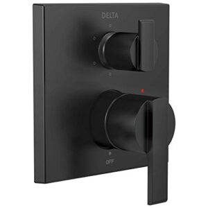 delta faucet t24967-bl angular modern monitor 14 series valve 6-setting integrated shower trim with diverter, matte black, (valve not included)