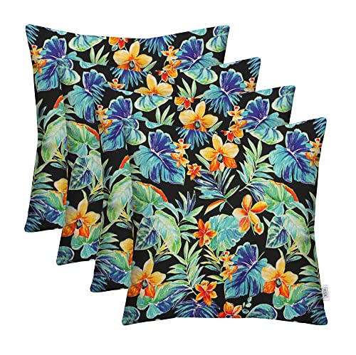 RSH Décor Indoor Outdoor Set of 4 Pillows, (20" x 20", Beachcrest Caviar Floral)