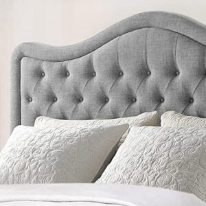 Rosevera Harriman Upholstered Polyester Tufted Button Adjustable Height Headboard, King, Gray