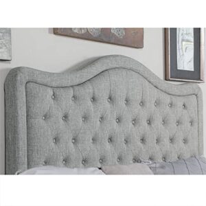 Rosevera Harriman Upholstered Polyester Tufted Button Adjustable Height Headboard, King, Gray