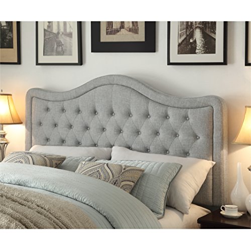 Rosevera Harriman Upholstered Polyester Tufted Button Adjustable Height Headboard, King, Gray