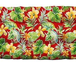 RSH Décor Indoor Outdoor Single Tufted Wicker Loveseat Cushion, (Large, Beachcrest Poppy Red Floral)