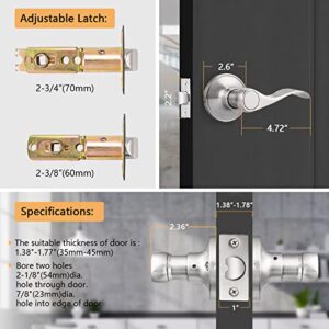 Probrico Passage Door Levers Hall/Closet Handles Satin Nickel Keyless Non-Locking Interior Door Leversets, 5 Pack