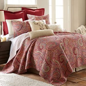 levtex home spruce red quilt set – full/queen quilt + two standard pillow shams – paisley pattern in burgundy, red, tan, grey -quilt size (88 x 92) and pillow sham size (26 x 20Ó)- reversible -cotton