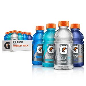 gatorade thirst quencher, frost 4 flavor variety pack, 12 fl oz bottles, (24 pack)