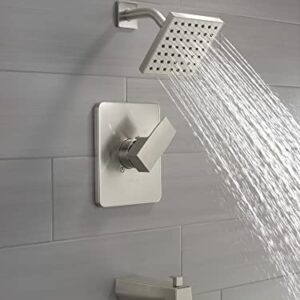 Delta Faucet Modern Brushed Nickel Tub and Shower Trim Kit, Shower Faucet with Single-Spray Touch-Clean Shower Head, Stainless T14467-SS-PP (Valve Not Included)