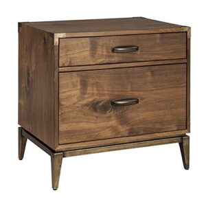 modus furniture solid wood nightstand, 2-drawer, adler – natural walnut