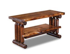 rustic log pine and cedar tv stand entertainment center (honey pine)