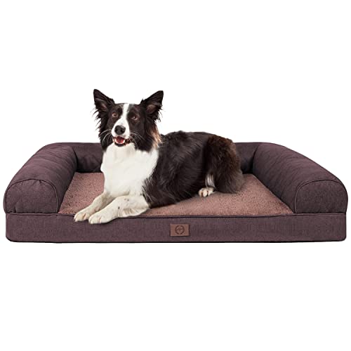 Orthopedic Dog Bed, Bolster Washable Dog Beds for Large Dogs, Orthopedic Sofa Foam Couch Bed with Removable Cover & Nonskid Bottom, Pet Beds for Medium Dogs