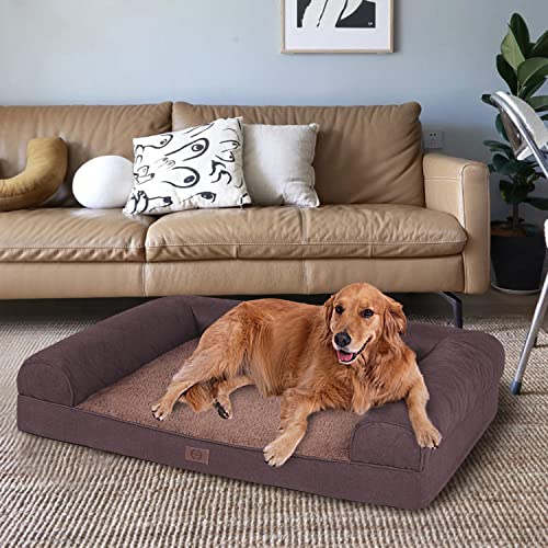 Orthopedic Dog Bed, Bolster Washable Dog Beds for Large Dogs, Orthopedic Sofa Foam Couch Bed with Removable Cover & Nonskid Bottom, Pet Beds for Medium Dogs