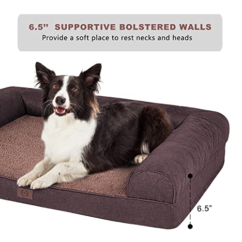 Orthopedic Dog Bed, Bolster Washable Dog Beds for Large Dogs, Orthopedic Sofa Foam Couch Bed with Removable Cover & Nonskid Bottom, Pet Beds for Medium Dogs