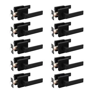 probrico 10 pack square door lever privacy door lock handleset keyless lockset door knobs storage room bathroom set no key in black