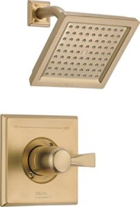 delta faucet dryden 14 series single-function shower trim kit with single-spray touch-clean shower head, champagne bronze t14251-cz (valve not included)