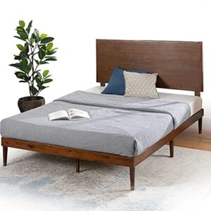 zinus raymond wood platform bed frame with adjustable wood headboard / solid wood foundation / wood slat support / no box spring needed / easy assembly, full