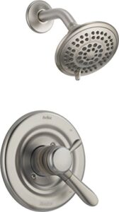 delta faucet lahara 17 series dual-function shower trim kit with 5-spray touch-clean shower head, stainless t17238-ss (valve not included)