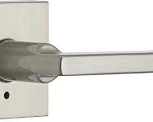 Weiser (by Kwikset) Halifax Lever, Square Rose, Privacy Function, Satin Nickel (US15)