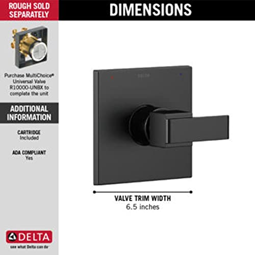 Delta Faucet Ara 14 Series Single-Function Shower Handle Valve Trim Kit, Matte Black T14067-BL (Valve Not Included)